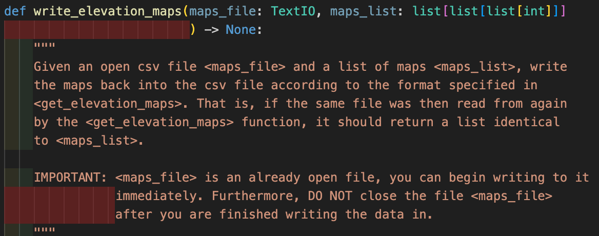 Solved def write_elevation_maps(maps_file: TextI0, | Chegg.com