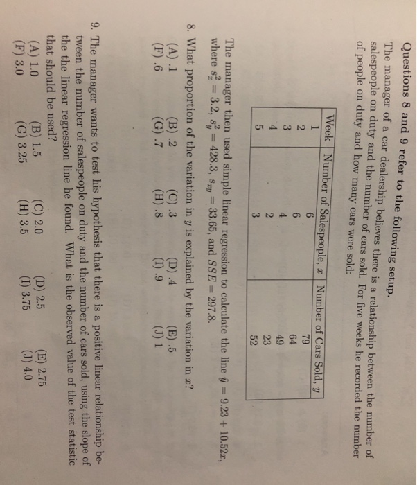 Solved Questions 8 and 9 refer to the following setup The | Chegg.com