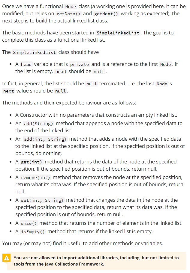 Solved Once we have a functional Node class (a working one | Chegg.com