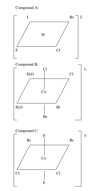 Solved Compound A: I Br 2- Pt F CI Compound B: CI HO ci Co | Chegg.com
