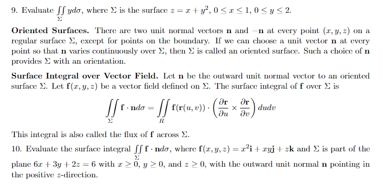 Solved 9. Evaluate ∬Σydσ, where Σ is the surface | Chegg.com
