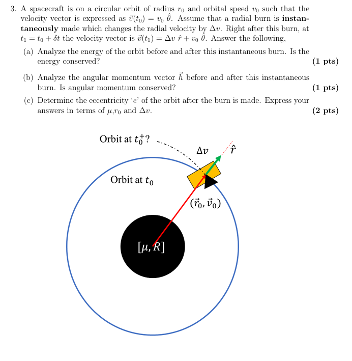 Solved A spacecraft is on ﻿a circular orbit of ﻿radius r0 | Chegg.com