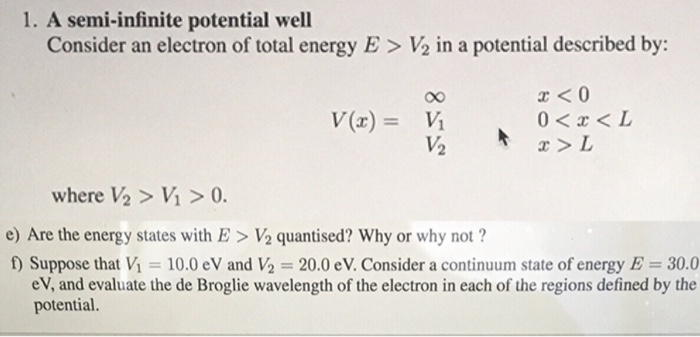 Solved 1. A semi-infinite potential well Consider an | Chegg.com
