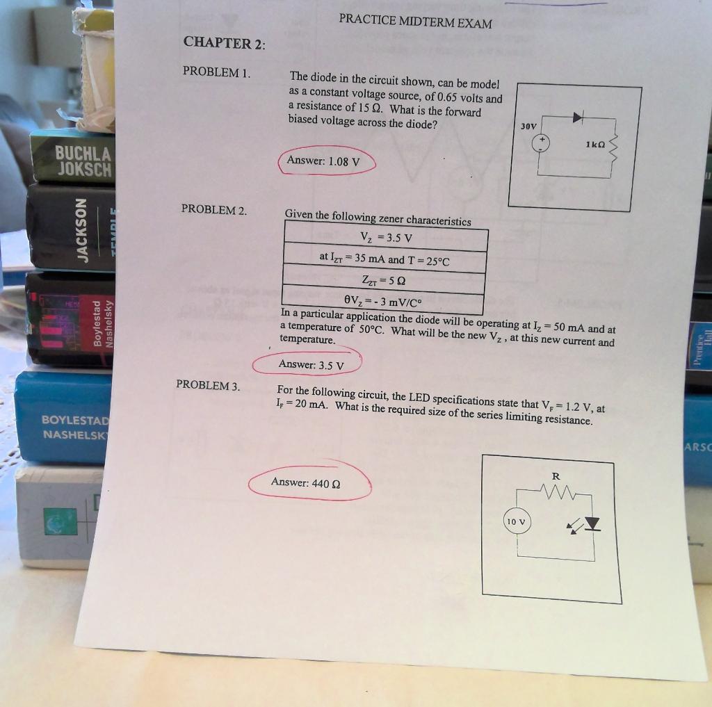 Solved PRACTICE MIDTERM EXAM CHAPTER 2: PROBLEM 1. The diode | Chegg.com