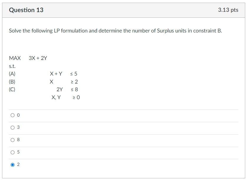 Solved Solve the following LP formulation and determine the | Chegg.com