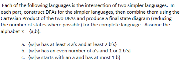 Solved Each of the following languages is the intersection | Chegg.com