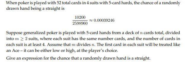 Solved [4 marks] Poker is played with a deck of 52 total | Chegg.com