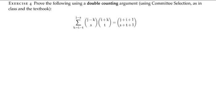 Solved Prove the following using a double counting argument | Chegg.com