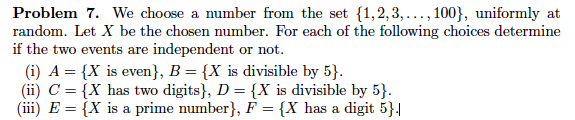 Solved Problem 7. We choose a number from the set | Chegg.com