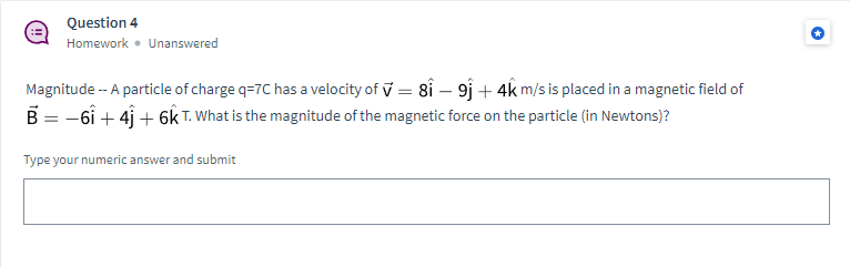 Solved Magnitude - A particle of charge q=7C has a velocity | Chegg.com