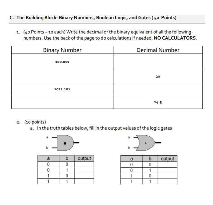 Solved C The Building Block Binary Numbers Boolean Logic