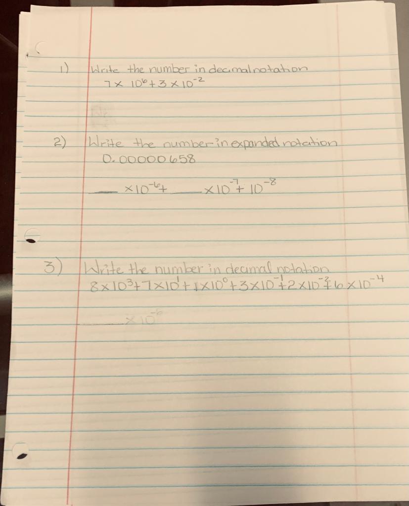 Solved 1) Write the number in decimal notation 7 x 10b+3x102 | Chegg.com
