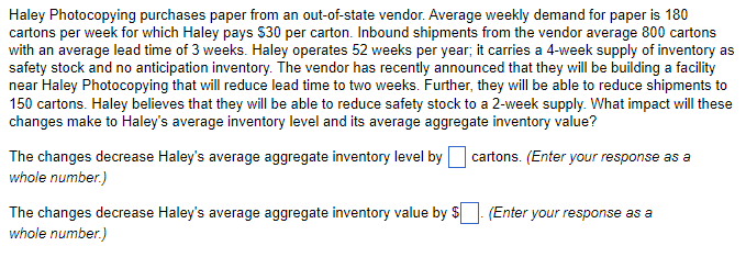 Solved Haley Photocopying purchases paper from an | Chegg.com