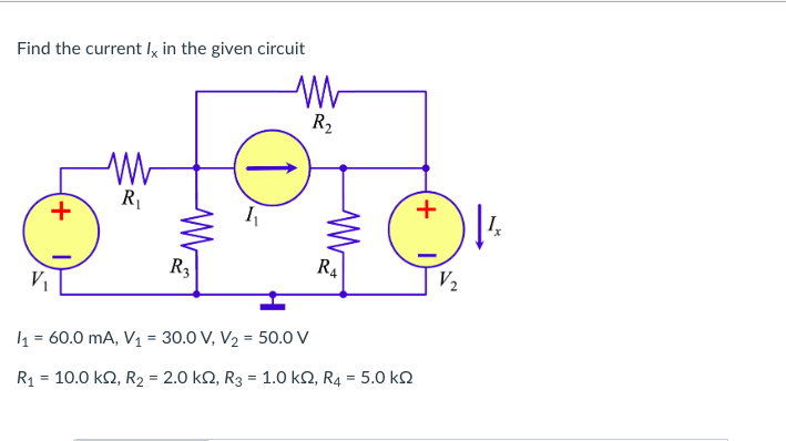 Solved Find the current Ix in the given circuit l1=60.0 mA, | Chegg.com