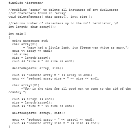 Solved Write a function called deleteRepeats that has | Chegg.com