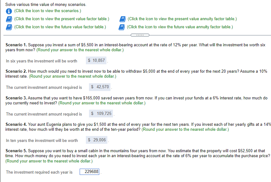 Solved Solve various time value of money scenarios. (Click | Chegg.com
