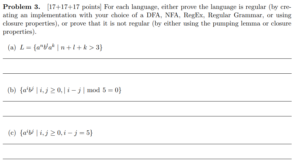 Solved For each language, either prove the language is | Chegg.com