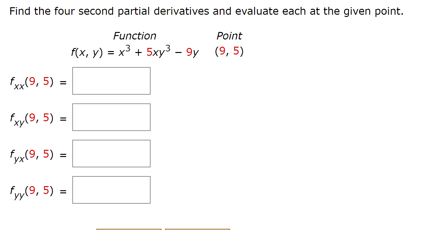 Solved Find the four second partial derivatives and evaluate | Chegg.com