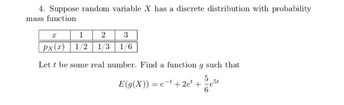 Solved 4. Suppose random variable X has a discrete | Chegg.com