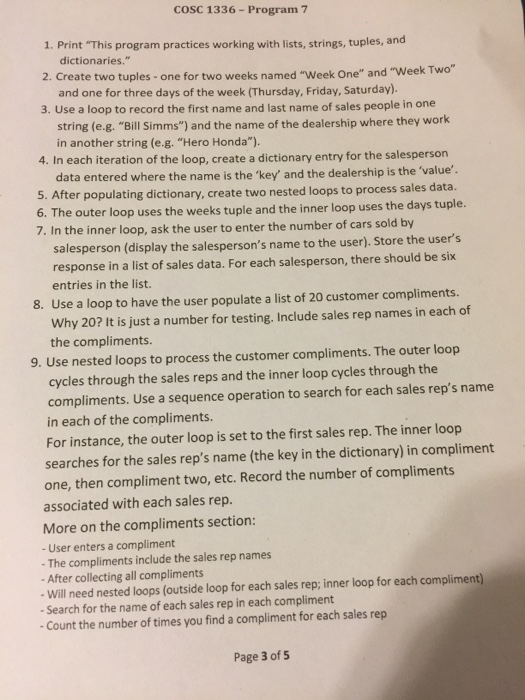 Solved COSC 1336- Program 7 Use the course material located | Chegg.com