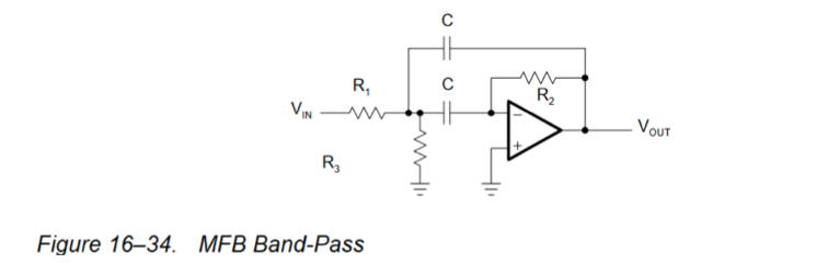 Solved Figure 16-34. ﻿MFB Band-Passfind the gain and full | Chegg.com
