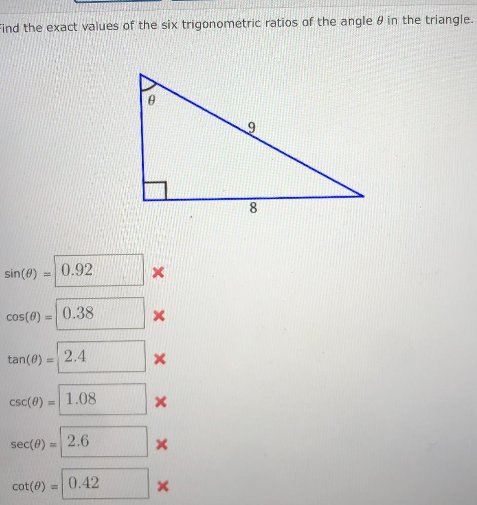 Solved Id the exact values of the six trigonometric ratios | Chegg.com