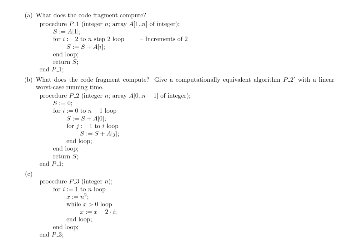 For each subprogram below, derive (in detail as shown | Chegg.com