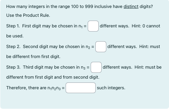 How many integers in ﻿the range 100 to 999 ﻿inclusive | Chegg.com