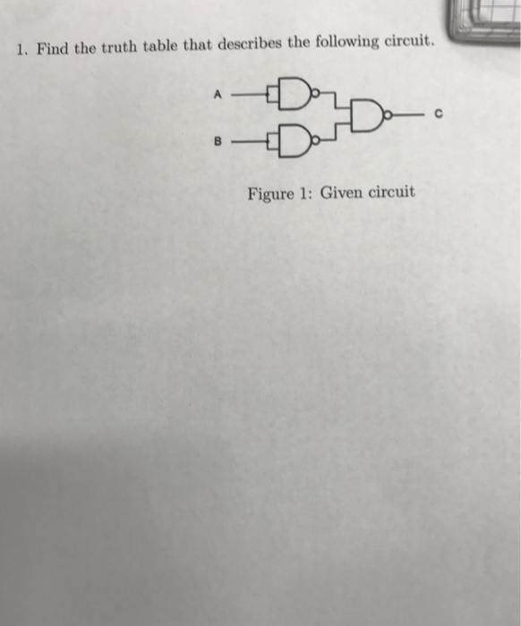 Solved 1. Find the truth table that describes the following | Chegg.com