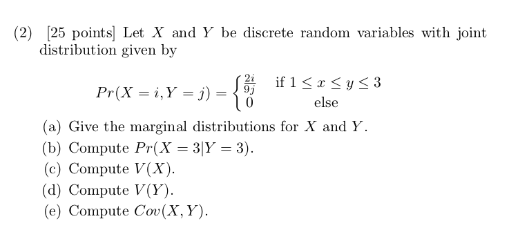 Solved (2) (25 points) Let X and Y be discrete random | Chegg.com