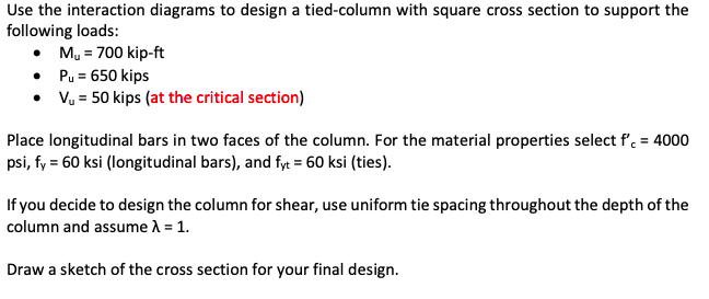 Solved Use the interaction diagrams to design a tied-column | Chegg.com