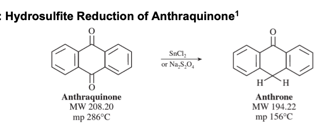 Solved Hydrosulfite Reduction of Anthraquinone" SnCl2 or | Chegg.com