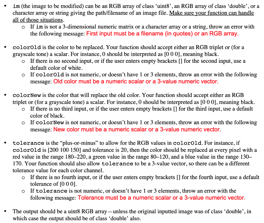 Solved im (the image to be modified) can be an RGB array of | Chegg.com