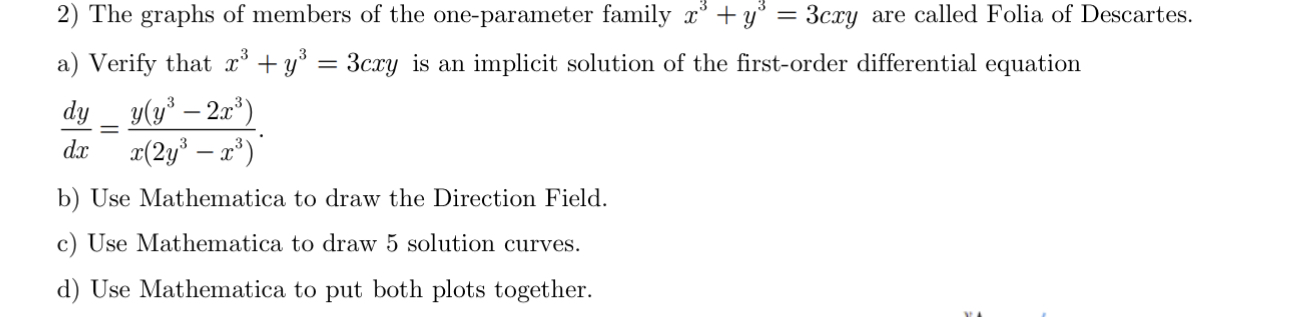 Solved 2) The graphs of members of the one-parameter family | Chegg.com