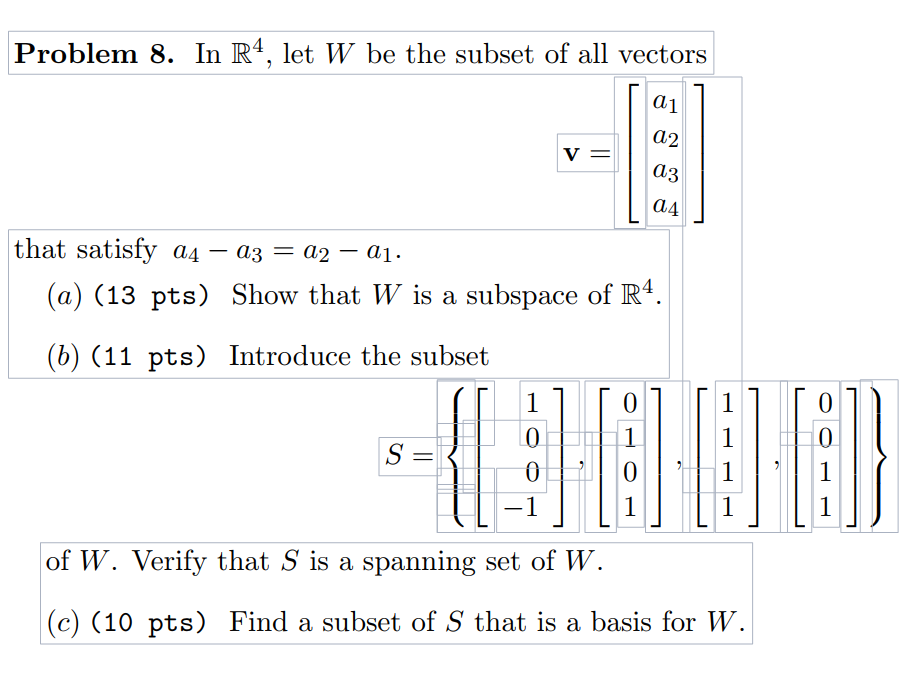 Solved Problem 8. In R4, let W be the subset of all vectors | Chegg.com