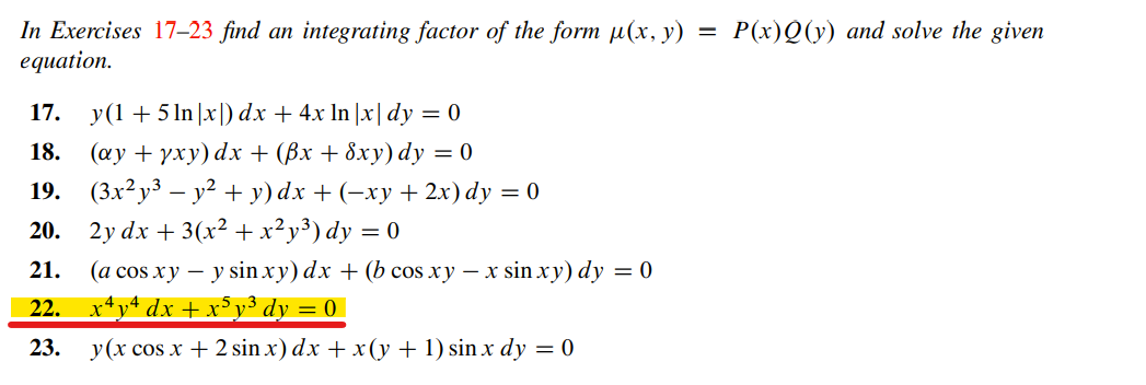Solved In Exercises 17-23 find an integrating factor of the | Chegg.com