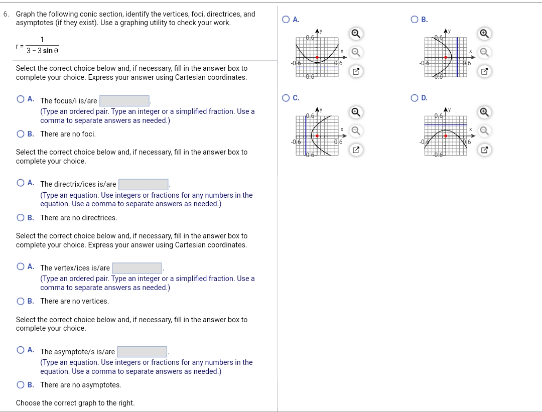 Solved 6. Graph the following conic section, identify the | Chegg.com