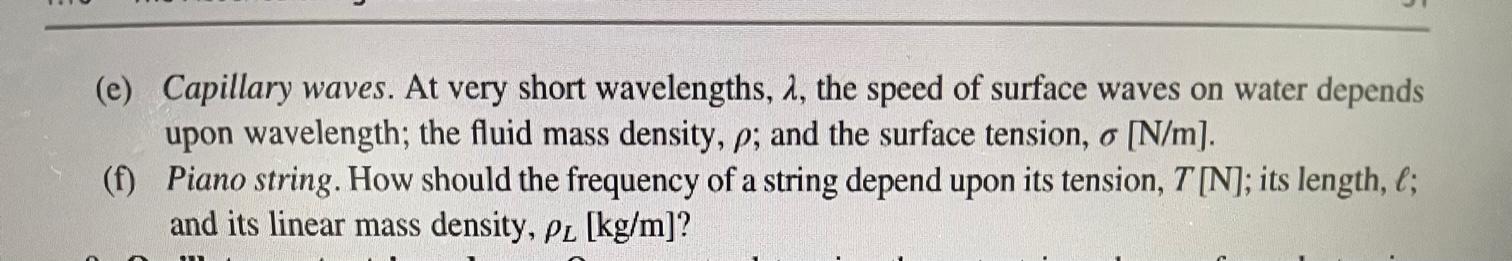(e) Capillary waves. At very short wavelengths, λ, | Chegg.com