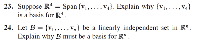 Solved 23. Suppose R4=Span{v1,…,v4}. Explain why {v1,…,v4} | Chegg.com