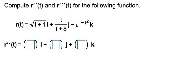 Solved Compute r"(t) and r"(t) for the following function. 2 | Chegg.com