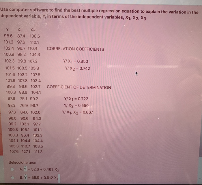 Solved Use computer software to find the best multiple | Chegg.com