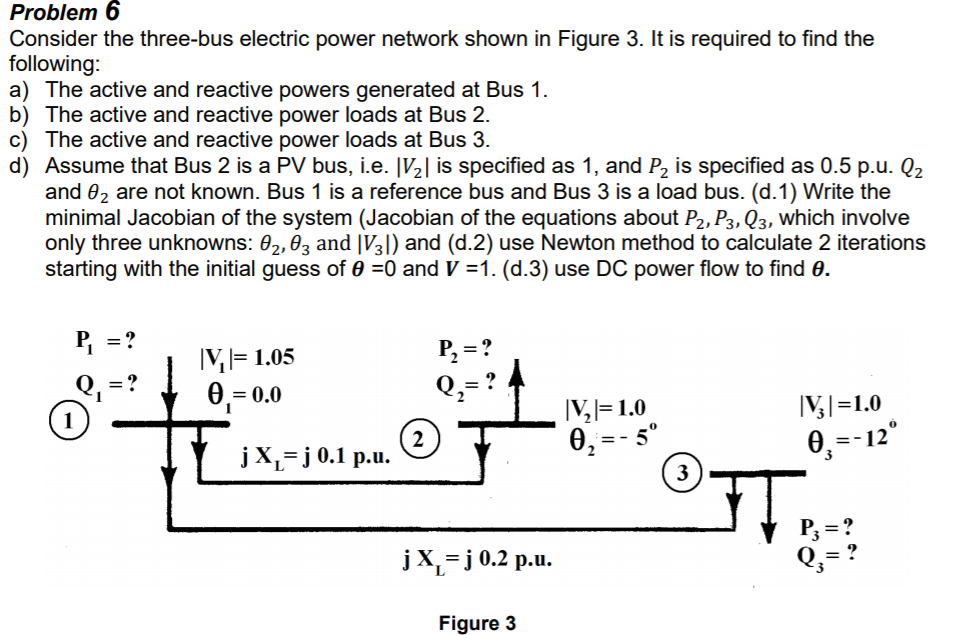 Solved Problem 6 Consider the three-bus electric power | Chegg.com
