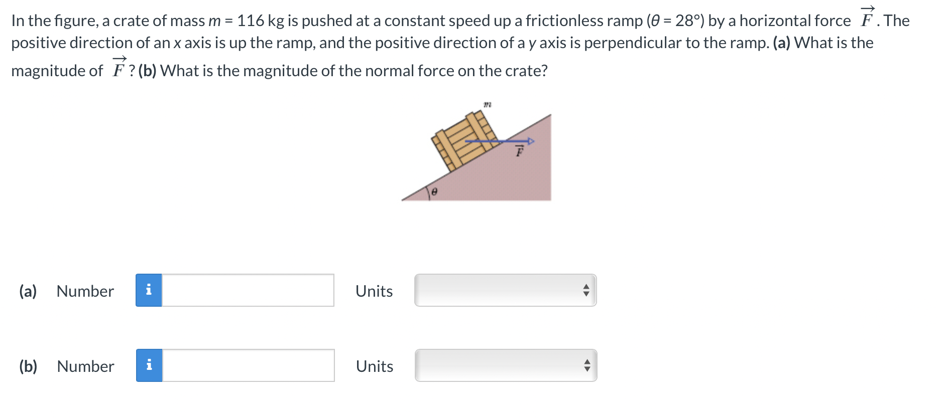 Solved In the figure, a crate of mass m=116 kg is pushed at | Chegg.com