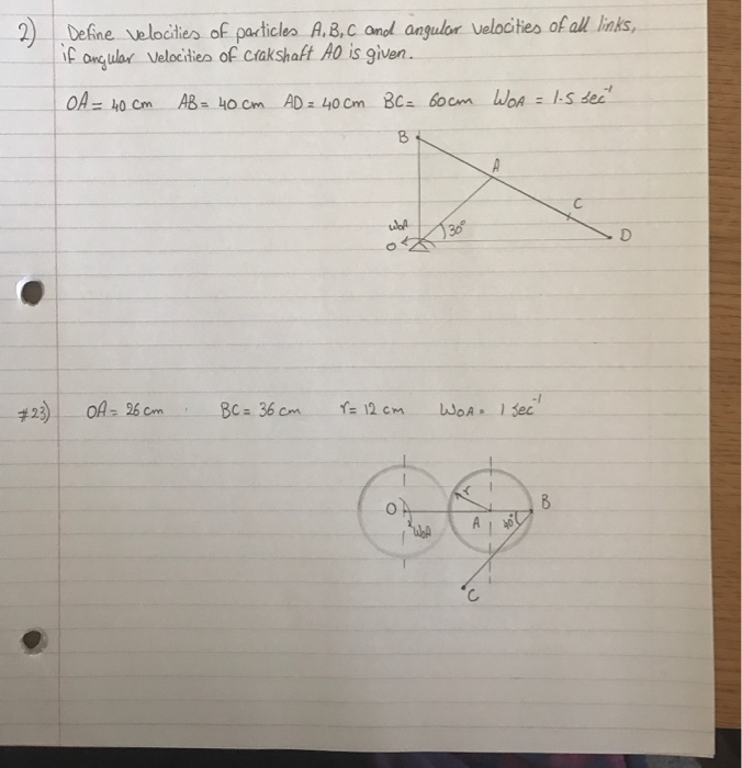 Solved Define velocities of particles A, B, C and angular | Chegg.com
