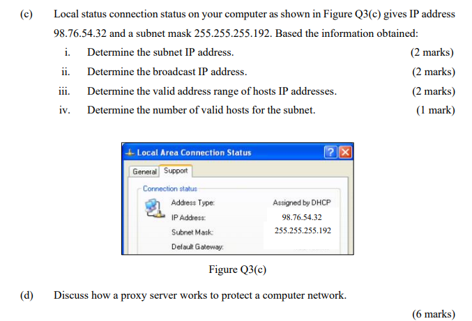 Solved c) Local status connection status on your computer as | Chegg.com
