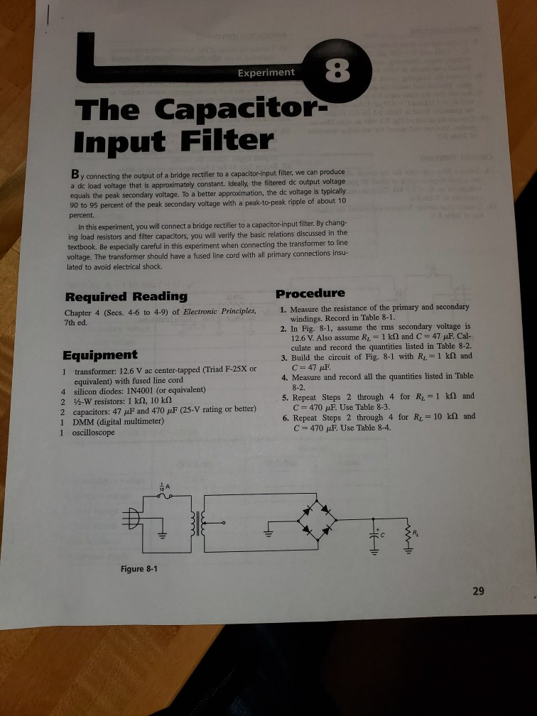 Experiment The Capacitor- Input Filter By connecting | Chegg.com
