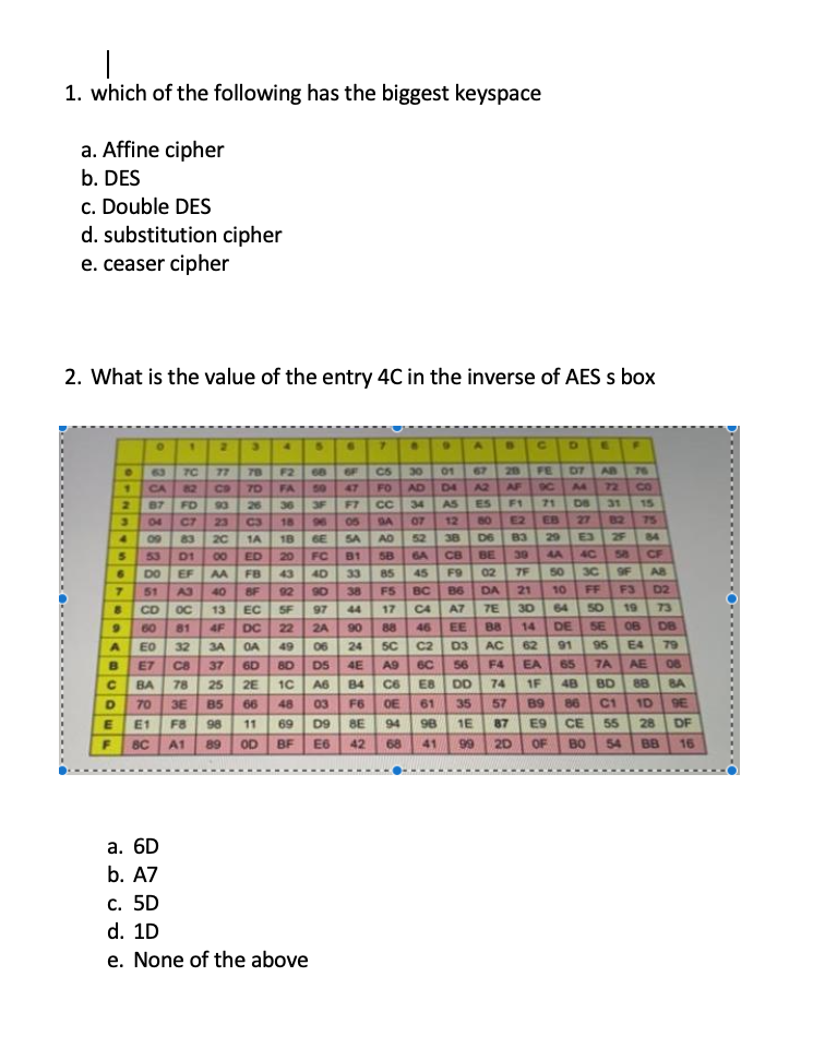 Solved 3. S-boxes in AES map a. 8 to 4 bits b. 4 to 4 bits | Chegg.com