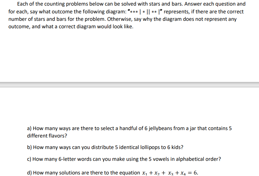 Solved Each of the counting problems below can be solved | Chegg.com