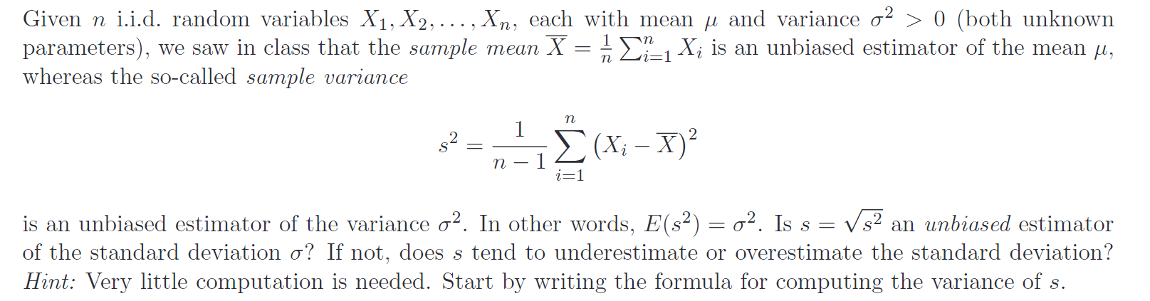 Solved Given n i.i.d. random variables X1, X2, ..., Xn, each | Chegg.com