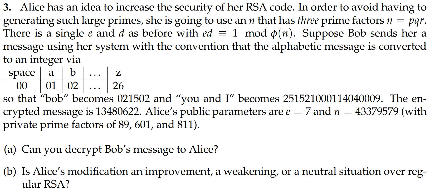 3. Alice has an idea to increase the security of her | Chegg.com